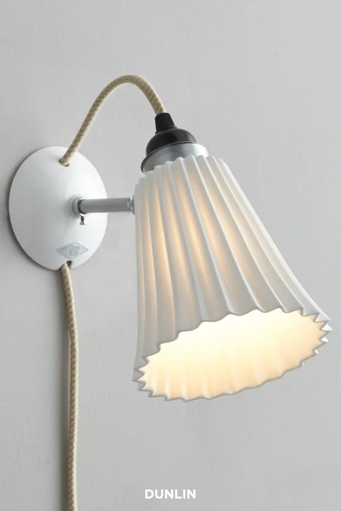 Hector Pleat Wall Light, Plug in with Switch – Dunlin Home